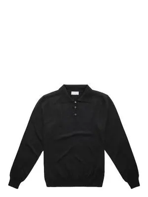 WOLF VS. GOAT (WVG) Wool Knitted Long Sleeve Polo - Black