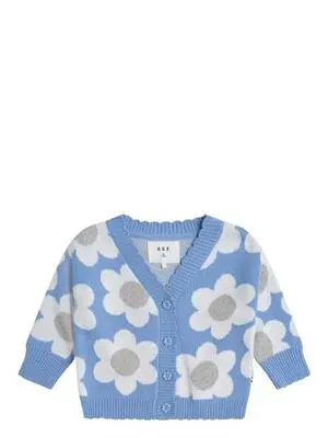HUXBABY Daisy Scalloped Knit Cardigan - Seaside