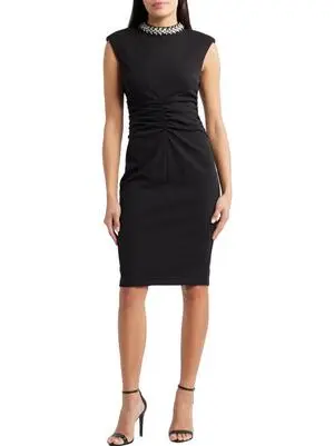Eliza J Ruched Bodycon Dress - Black