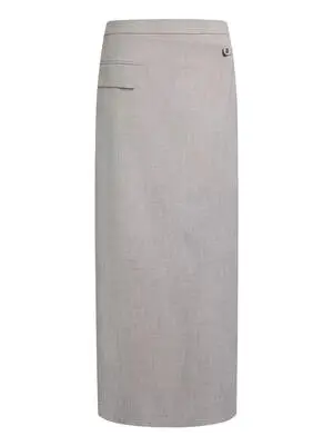 12 STOREEZ Asymmetric Midi Skirt - Grey