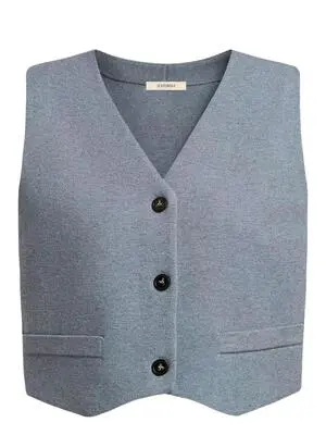 12 STOREEZ V-neck Buttoned Vest - Blue