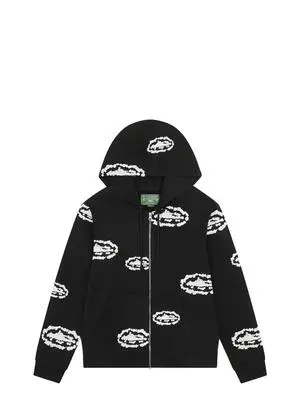 DENIM TEARS X Corteiz Wreath-print Cotton Hoodie - Black