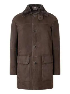 Zegna Shearling Coat Dark Brown