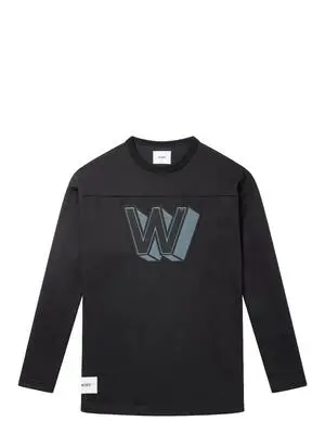 WTAPS Logo-appliquéd Cotton-blend Jersey T-shirt - Black