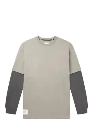 WTAPS Logo-appliquéd Layered Cotton-jersey T-shirt - Gray