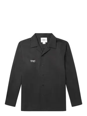 WTAPS Camp-collar Logo-embroidered Lyocell And Cotton-blend Twill Shirt - Black