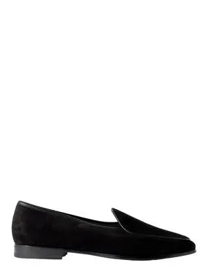 MORJAS The Belgian Leather-trimmed Suede Loafers - Black