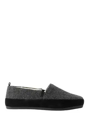 Mulo Plush-lined Suede-trimmed Wool Loafers - Gray