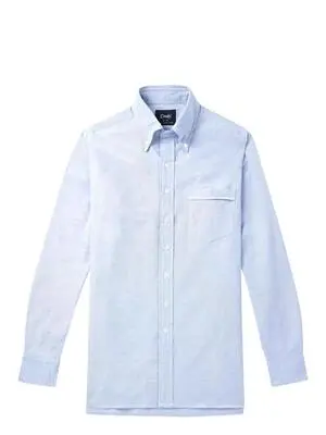 DRAKE'S Button-down Collar Cotton Oxford Shirt - Blue
