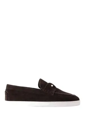 CHRISTIAN LOUBOUTIN Chambeliboat Embellished Suede Loafers - Brown