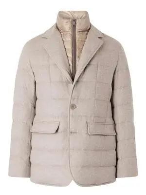 Herno Slim-Fit Shell-Trimmed Silk And Cashmere-Blend Down Jacket Beige