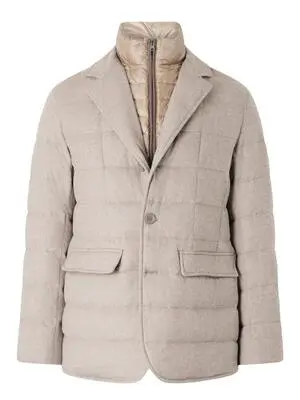 Herno Slim-fit Shell-trimmed Silk And Cashmere-blend Down Jacket - Neutrals