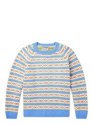 BODE Wedgewood Intarsia-knit Wool Sweater - Blue