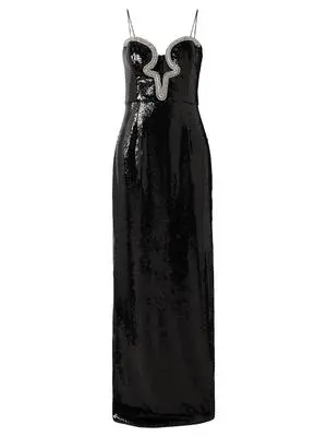 Rebecca Vallance Lyra Embellished Sequined Gown - Black