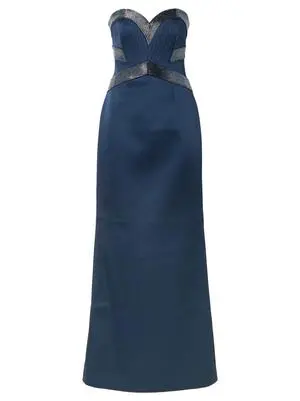 Rebecca Vallance Elivera Strapless Bead-embellished Gown - Navy