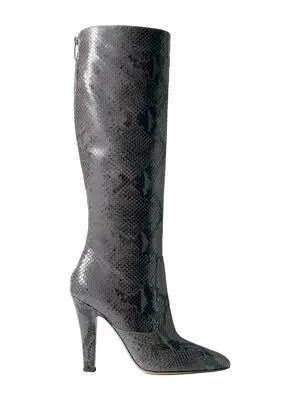 Paris Texas Elsa Snake-effect Leather Knee Boots - Gray