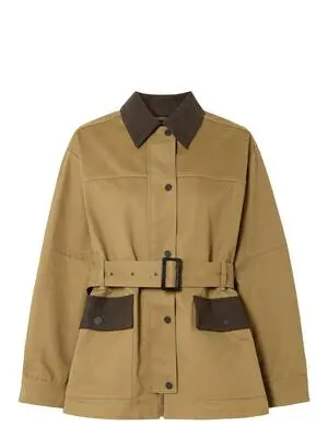 Purdey Lexham Belted Coated-Cotton Jacket Army Green