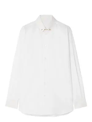 Loro Piana Thea Embellished Cotton Oxford Shirt - White