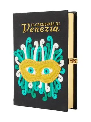 OLYMPIA LE-TAN Carnival Of Venice Appliquéd Clutch - Black