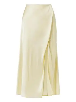 Khaite Demi Satin Midi Skirt - Yellow