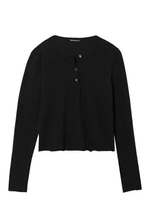 JAMES PERSE Slub Cotton-jersey Henley Top - Black