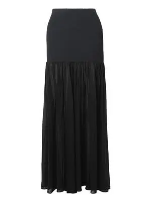 Hunza G Hybrid Original Crinkle And Georgette Maxi Skirt - Black