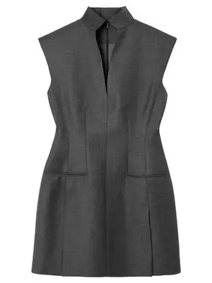 Givenchy Frayed Wool-twill Mini Dress - Gray