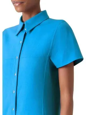 Akris Short-sleeve Cotton-silk Polo Dress - Twilight