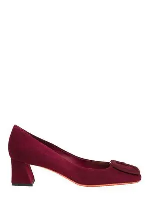 Santoni Hasmig Suede Buckle Pumps - Burgundy