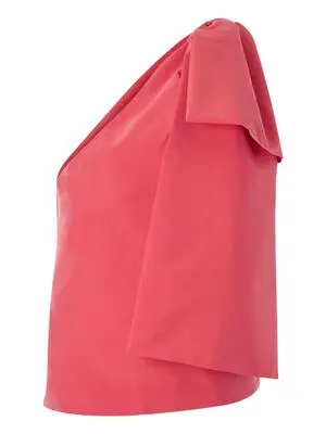 Bernadette Winnie One-shoulder Taffeta Top With Bow - Pink