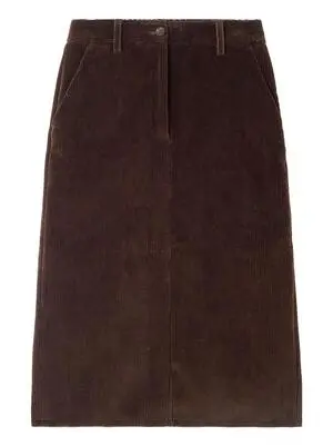 Bally Cotton-corduroy Midi Skirt - Brown