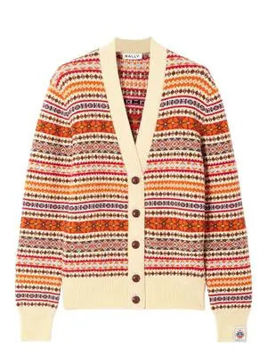 Bally Jacquard-knit Wool Cardigan - Neutrals