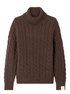 Bally Cable-knit Wool Turtleneck Sweater - Brown