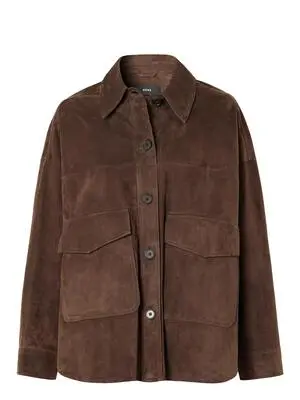 ARMA Kaylee Oversized Paneled Suede Jacket - Chocolate