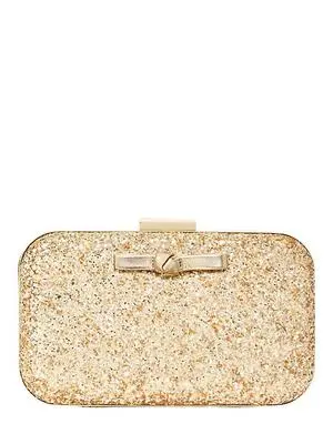 Lilly Pulitzer Bow Glitter Clutch - Gold Metallic