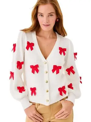 Lilly Pulitzer® Zarie Bow Cardigan Coconut Party Bows