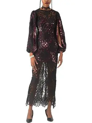 BUSAYO Monife Lace Overlay Split Sleeve Dress - Black