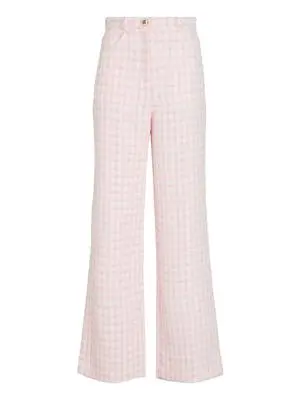 Sandro Checked Metallic Tweed Wide-leg Pants - Pastel Pink