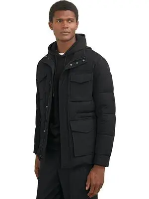 REISS Quilted Four-pocket Puffer Jacket - Navy