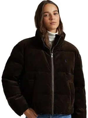 Ralph Lauren Corduroy Down Puffer Jacket - Dark Beech