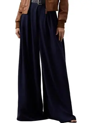 Ralph Lauren Greer Wool Gabardine Pleated Pant - Icon Navy