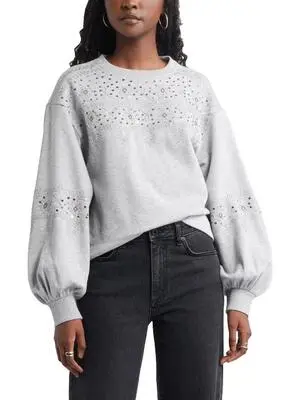 Treasure & Bond Sequin Embroidered Sweatshirt Grey Heather