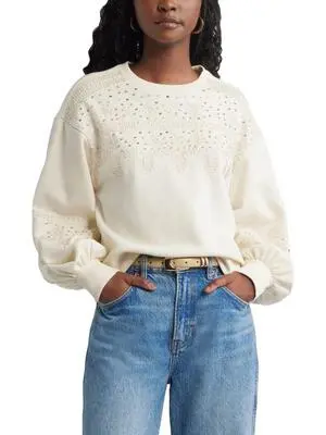 Treasure & Bond Sequin Embroidered Sweatshirt Ivory Dove