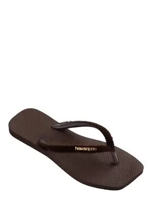 Havaianas Slim Square Plush Flip Flop - Dark Brown