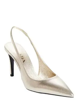 Prada Saffiano Leather Slingback Pump - Pirite