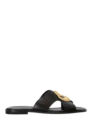 KOTRIS SANDALS Leather Cross-strap Sandals - Black