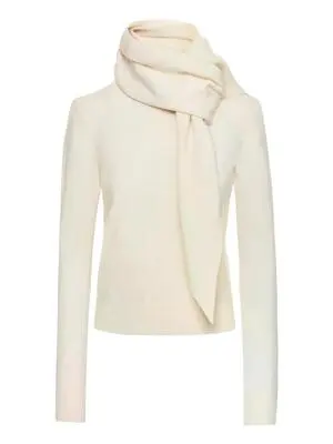 Oscar De La Renta Virgin Wool Scarf Sweater - Neutrals