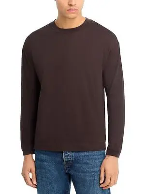 FRAME Light Cotton Long Sleeve Cotton Tee - Chocolate