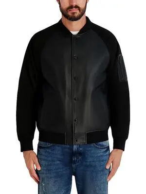 Karl Lagerfeld Paris Raglan Bomber Jacket - Black