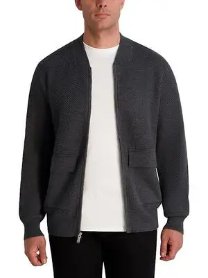 Karl Lagerfeld Paris Textured Bomber Jacket - Grey